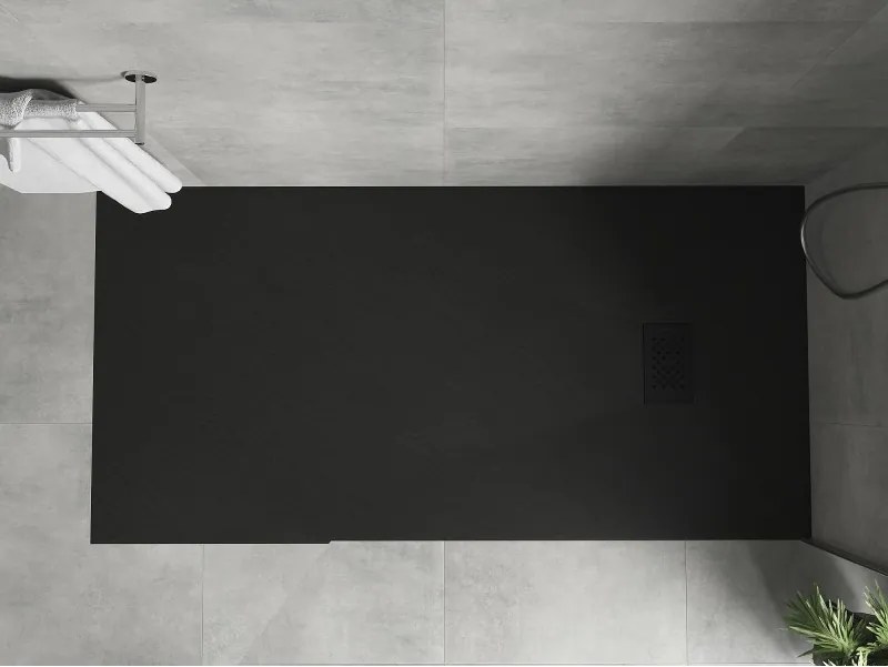 Mexen Hugo, obdélníková sprchová vanička SMC 180 x 80 cm, černá, černá krytka, 42708018-B