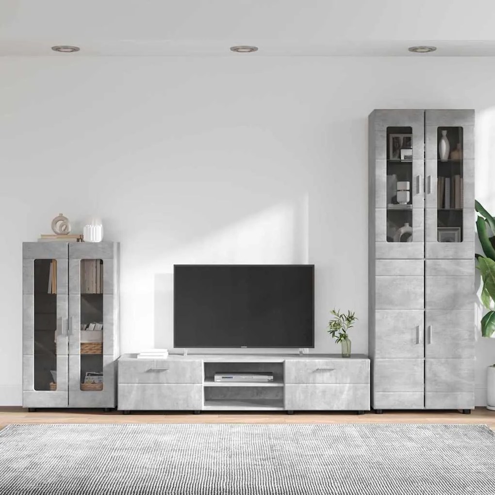 Sestava TV skříněk FLORIN 3 ks Betonově šedá Kompozitní dřevo 3397977