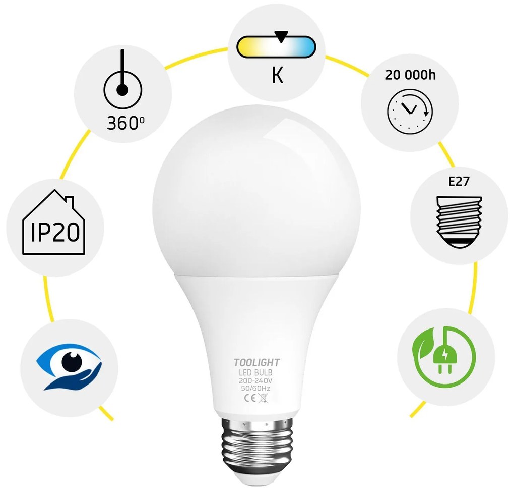 Toolight Toolight, LED žárovka E27, 5W, 400lm, 4000K neutrální bílá, RSL020, OSW-20005