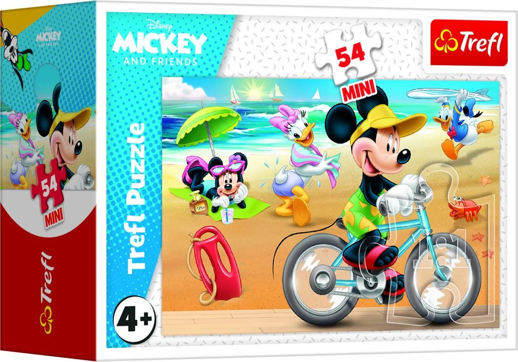 Trefl Minipuzzle 54 dílků Mickey Mouse Disney/ Den s přáteli 4 druhy v krabičce 9x6,5x4cm 40ks v boxu