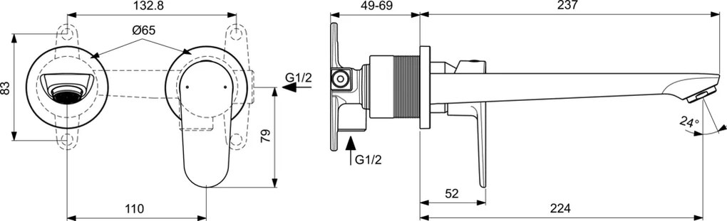 Ideal Standard CeraFine O - Umyvadlová baterie pod omítku, Černá matná BD133XG