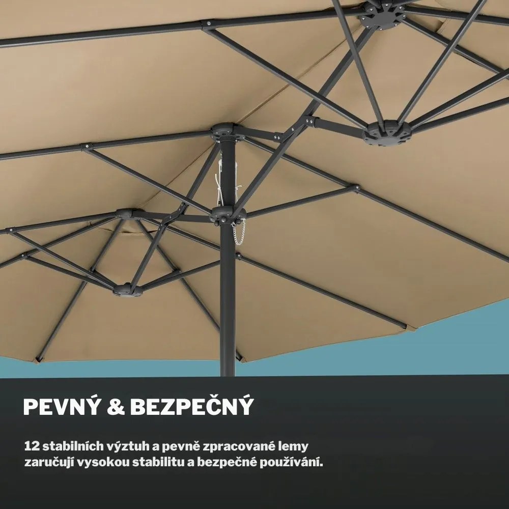 Dvojitý slunečník MIAMI, 460x270cm, hnědošedá (taupe) Kingsleeve