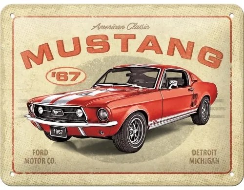 Postershop Plechová cedule: Ford Mustang - GT 1967 Red - 15x20 cm