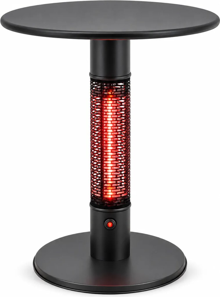 Vyhřívaný terasový stůl s infrazářičem, výška 790 mm, 1500 W, Ø 600 mm, černý