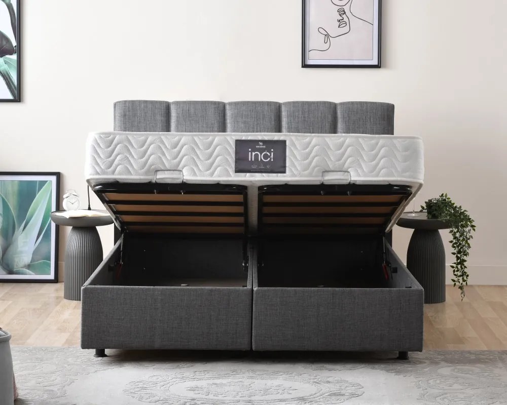 Čalouněná postel INCI s matrací - tmavě šedá 200 × 200 cm