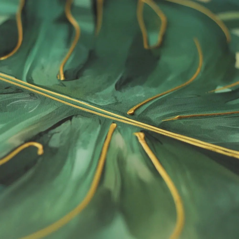 Obraz s ručně malovanými prvky 70x100 cm Monstera – Styler