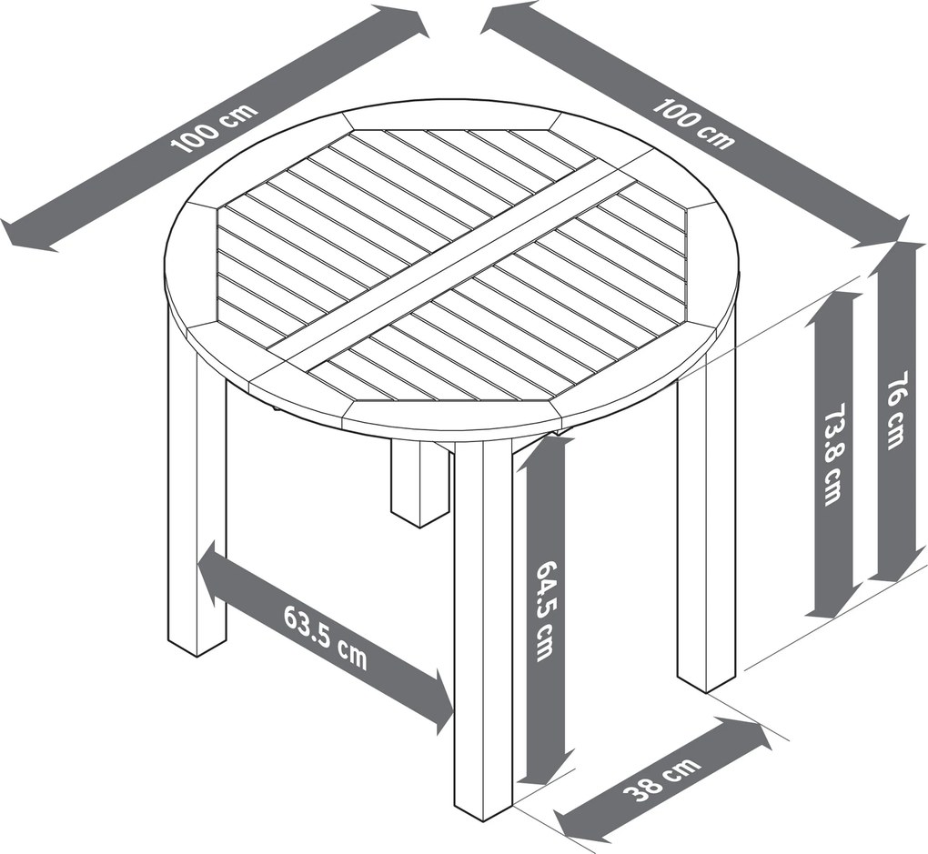 Tchibo - Kulatý/oválný rozkládací zahradní stůl - barva: hnědá