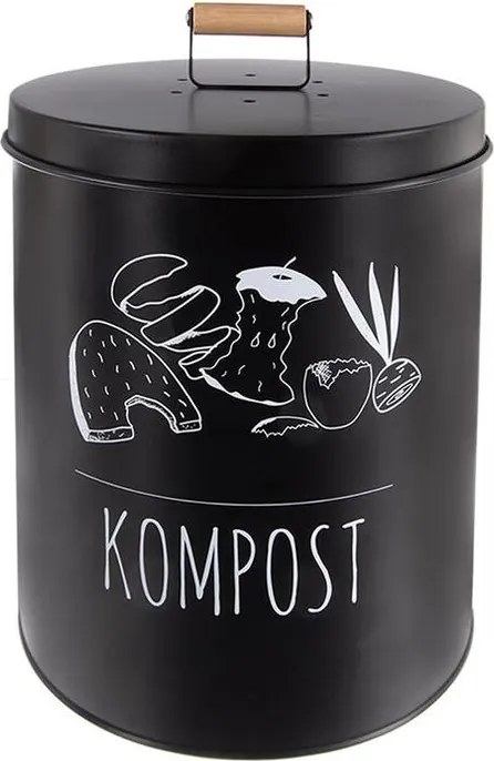 Kulatá plechová dóza KOMPOST Black 8 l