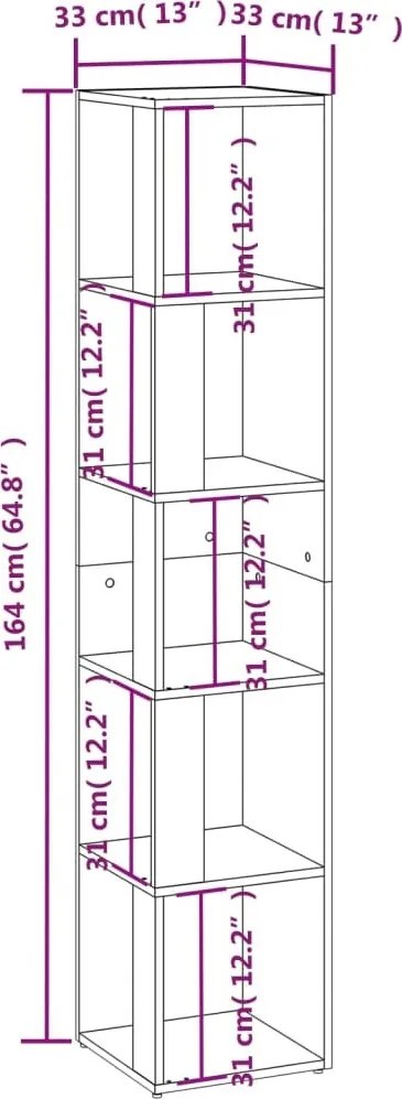 vidaXL Rohová skříňka 33 x 33 x 164,5 cm dřevotříska [809048] Barva: kouřový dub
