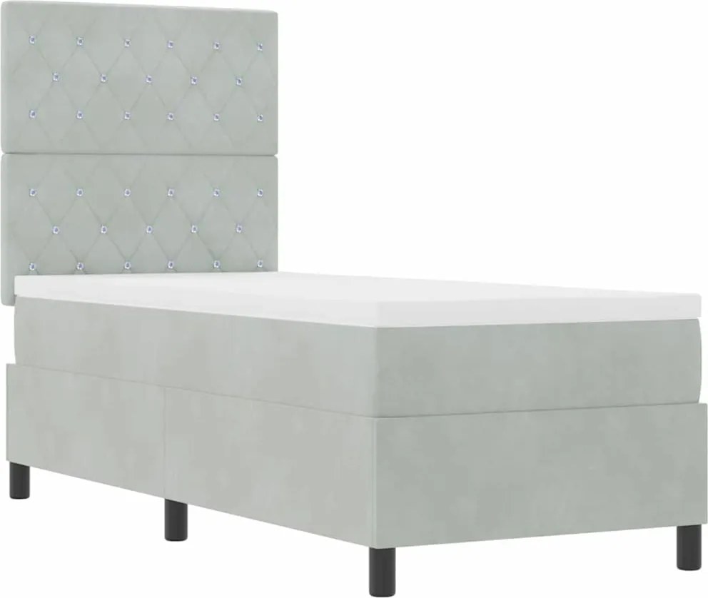 Postel s boxspringem s matrací Světle šedá 80 x 200 cm samet 3339728