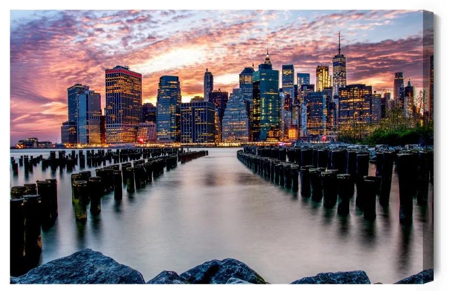 Obraz Panorama Města New York Nedostatek Nedostatek Přírodní plátno 70x50