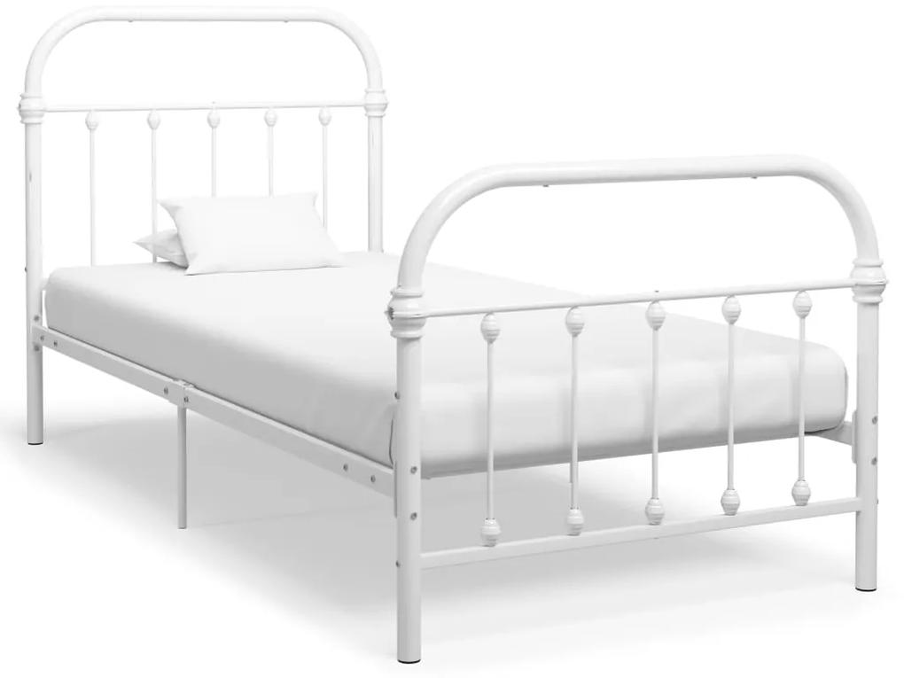 284493 vidaXL Rám postele bílý kov 100 x 200 cm