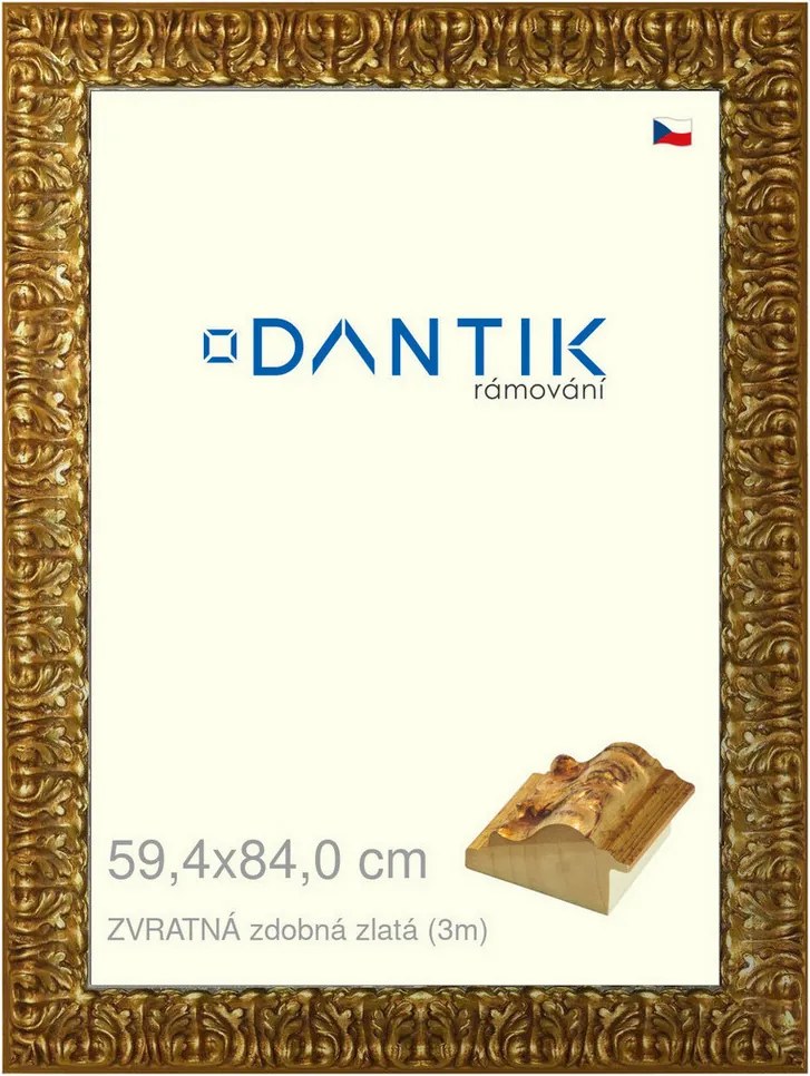 DANTIK rámeček 59,4x84 | ZVRATNÁ zdobná zlatá (Plexi Čiré)