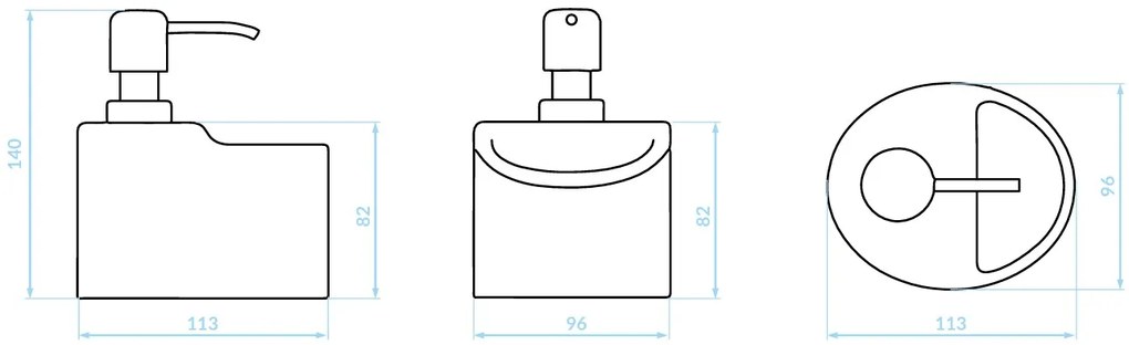 Kuchinox Yogo, keramický dávkovač saponátu 330ml na postavení, šedá-chromová, LAV-AMP_5M2M
