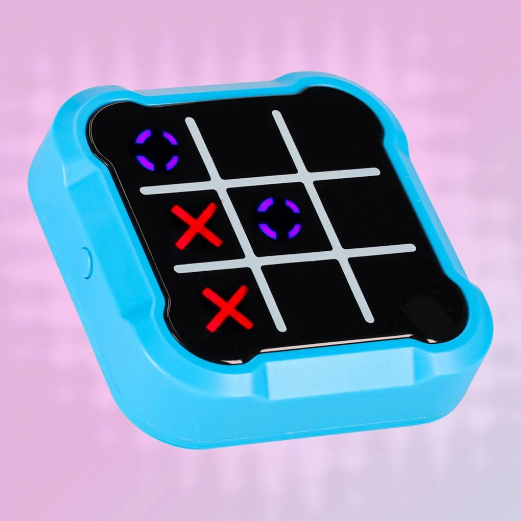 Creative Corner Kruhový kříž křížová elektronická logická hra tic tac toe přenosná konzole modrá
