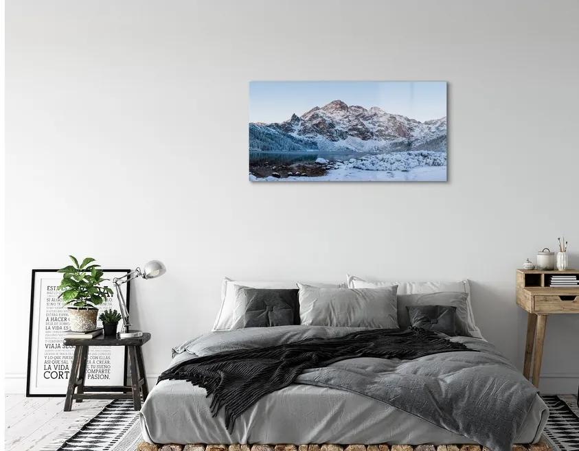 Obraz na skle Horské zimní jezero 100x50 cm