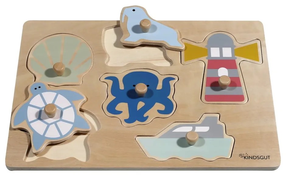 Dřevěné vkládací puzzle (počet dílků 6) Ocean – Kindsgut