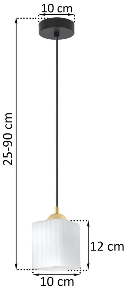 Závěsné svítidlo Riffle Square, 1x bílé skleněné stínítko, b/g
