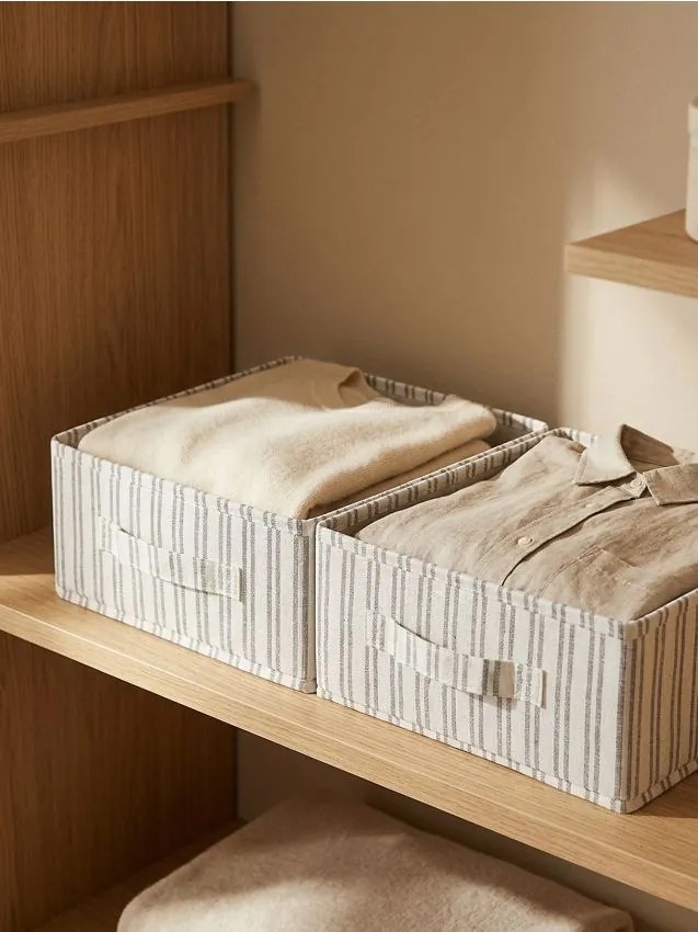 Sinsay - Skládací úložné boxy s pruhy 2 pack - šedá