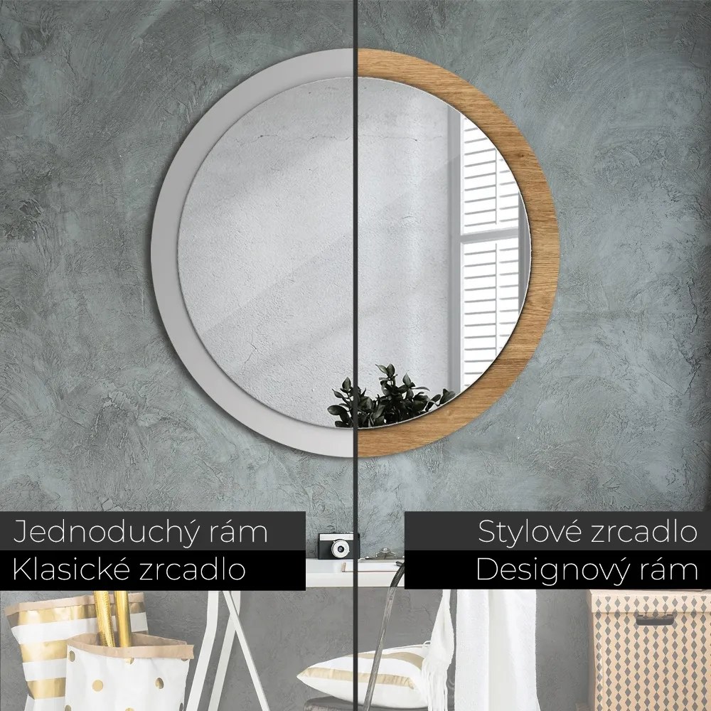 Kulaté dekorativní zrcadlo Textura dřeva fi 100 cm