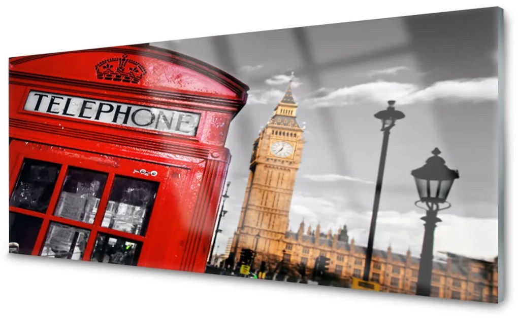 Skleněný obraz Telefonní Budka Londýn
