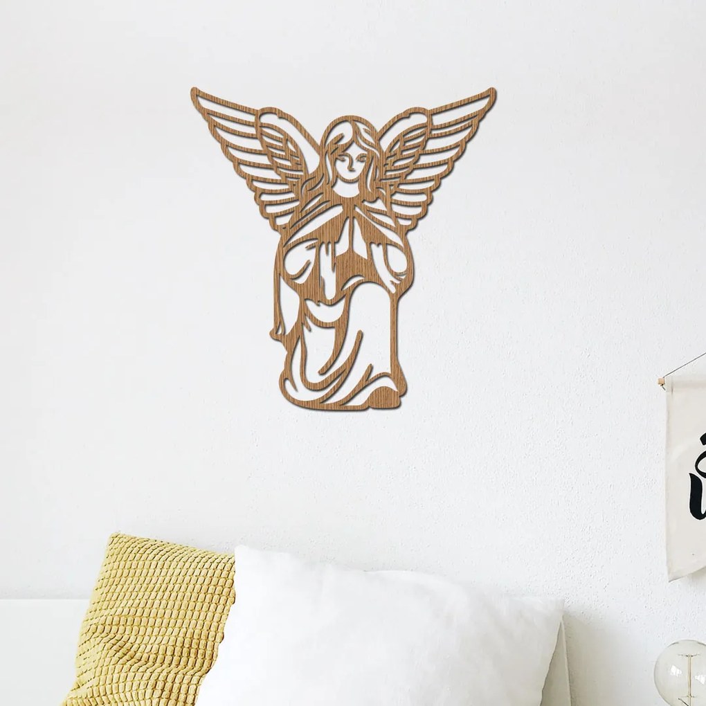 dřevo života Dřevěný obraz Anděl Aralim Zvolte rozměr (cm): 19x20, Zvolte barvu dekoru: Třešeň