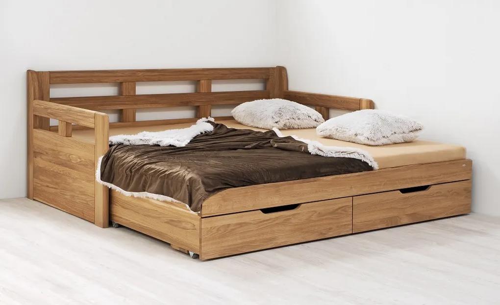 BMB Tandem Harmony rozkládací postel s područkami - buk Moření: Antracit, Provedení: Jádrový buk cink, Typ: ostré rohy, Rozměr: 80/160 x 200 cm