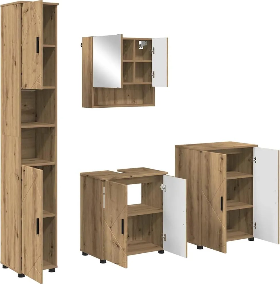 Sada koupelnového nábytku 4 ks Artisanový dub 61 x 35 x 64 cm 3393012