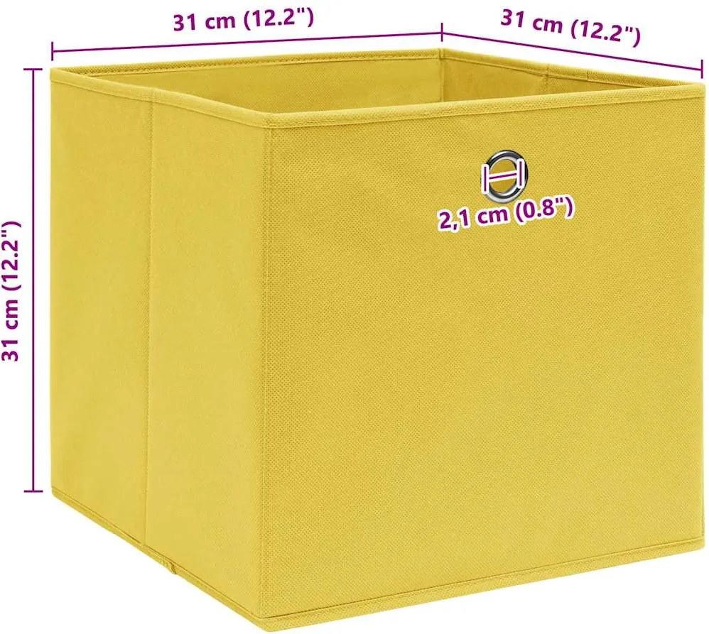 Úložné boxy 10 ks žluté 32 x 32 x 32 cm textil 288367