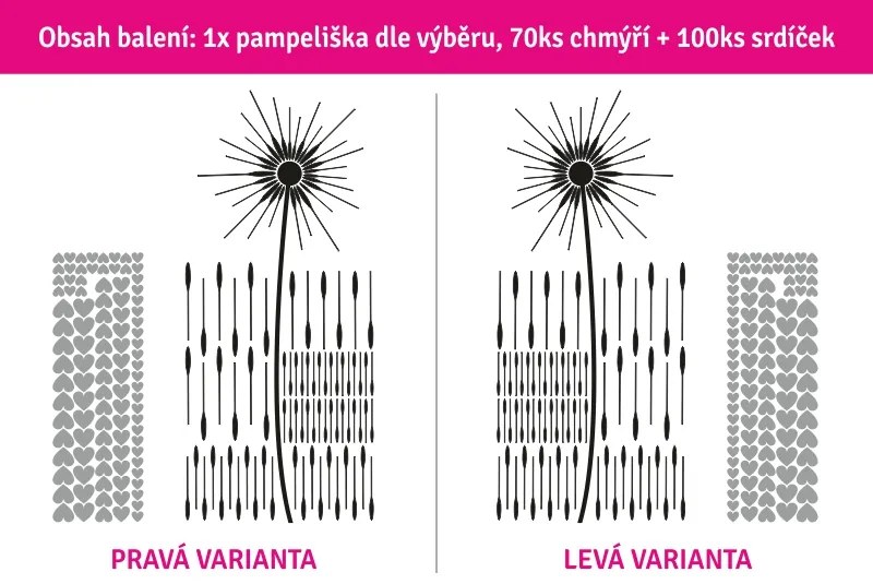 WALLVINIL Samolepky na zeď - Pampeliška 2012 Barva: Vanilková, Velikost: 150x60 cm, Pravá / Levá: PRAVÁ (rostlina je nakloněna doprava)