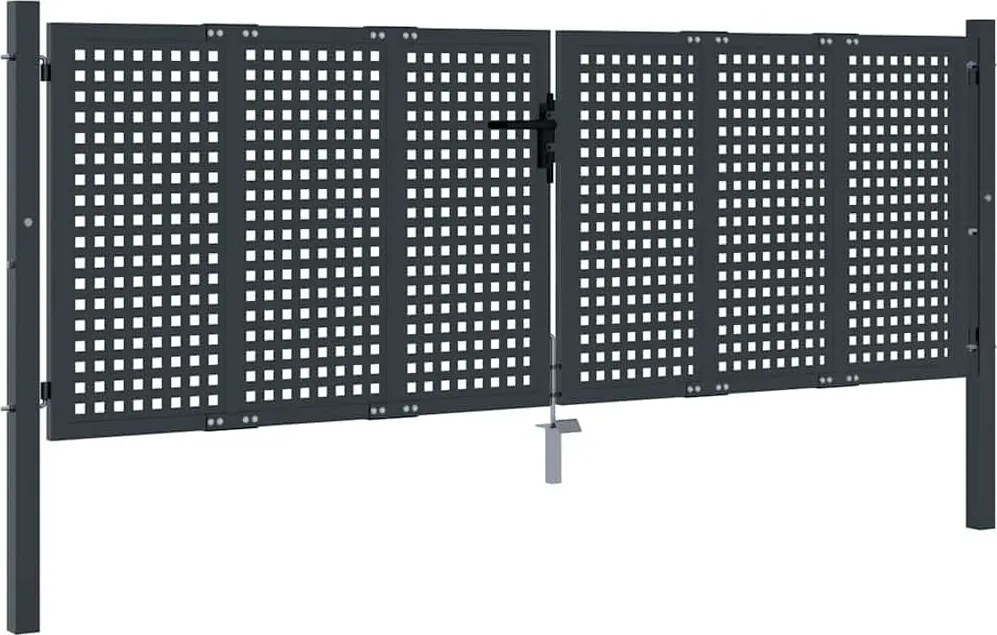 Zahradní branka antracitová 300 x 100 cm ocelová 154566