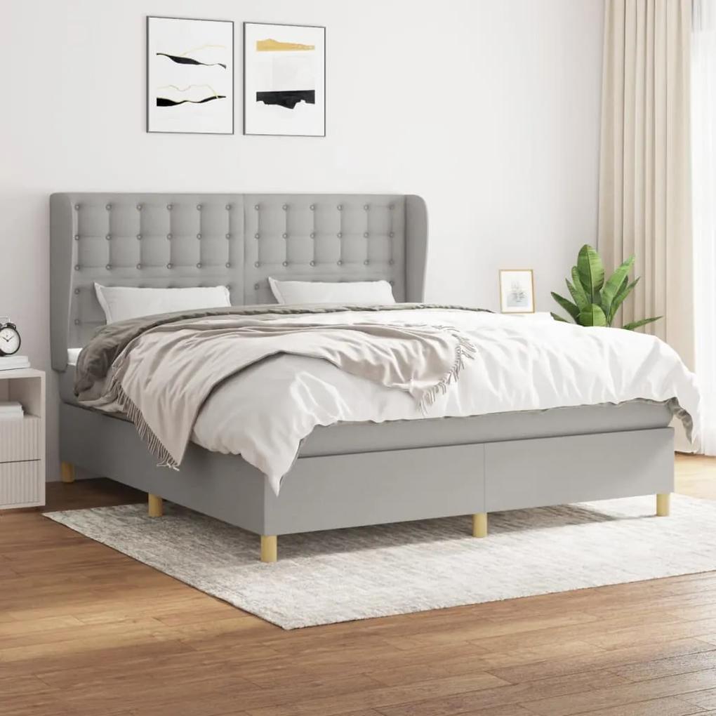 Box spring postel s matrací světle šedá 160 x 200 cm textil,  3128853