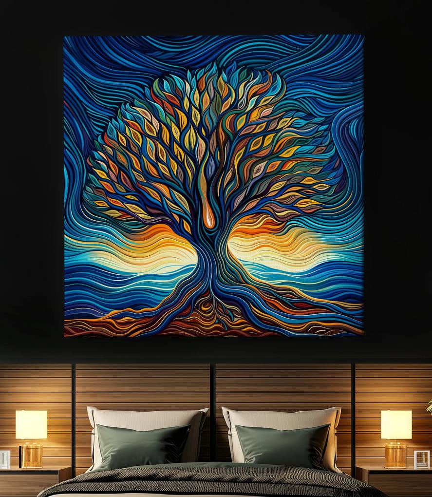 Obraz na plátně - Strom života Mořské vlny FeelHappy.cz Velikost obrazu: 120 x 120 cm