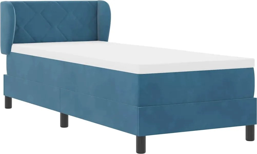 Postel s boxspringem s čelo Tmavě moddrá 80 x 200 cm samet 3340416
