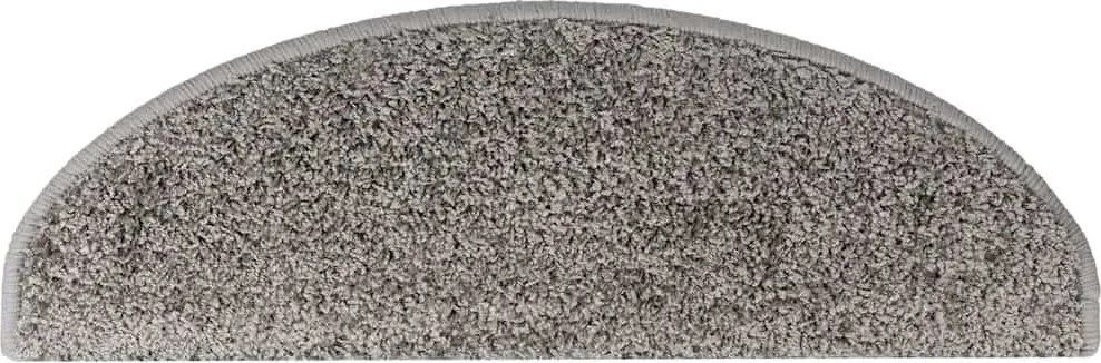 Schodové rohože 15 ks 65 x 21 x 4 cm šedé, půlkulaté, velké 133900