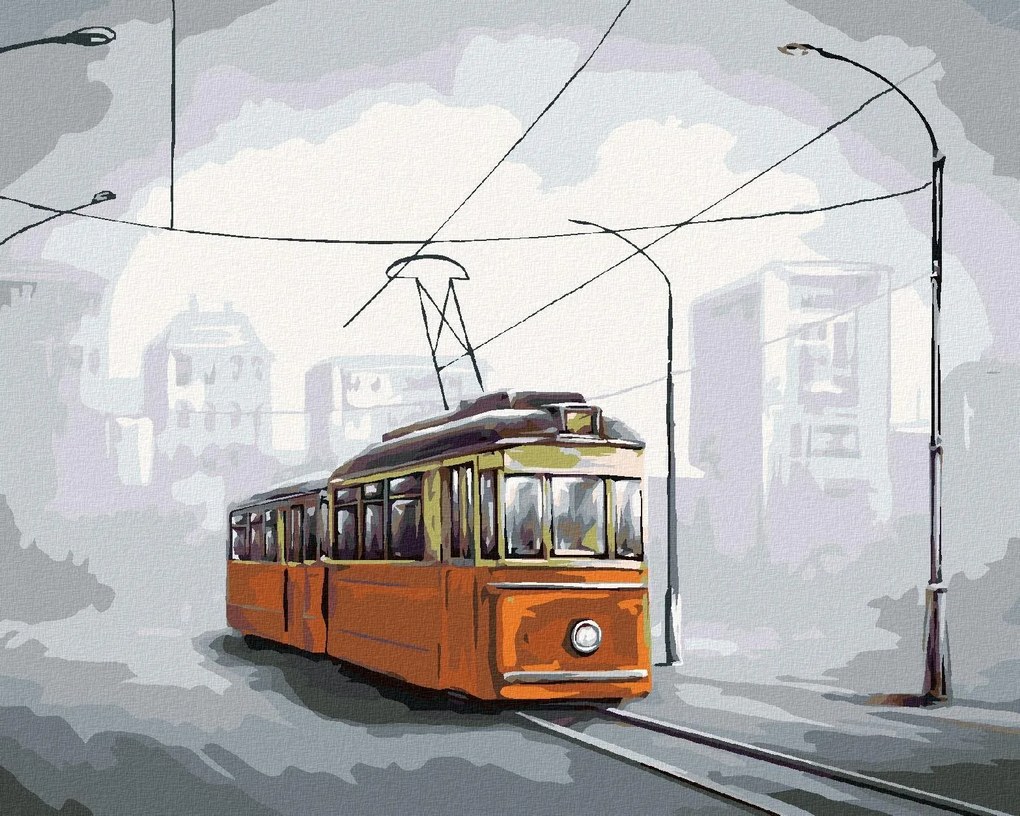 Malování podle čísel tramvaj, 80x100 cm, bez rámu a bez vypnutí plátna