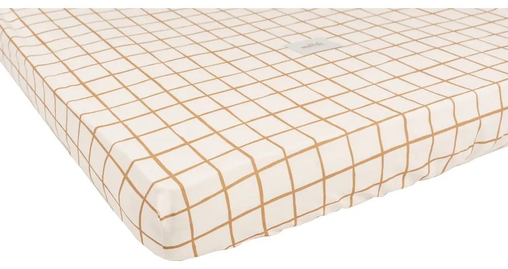 Napínací bavlněné dětské prostěradlo do postýlky 80x160 cm Camel Check – Malomi Kids