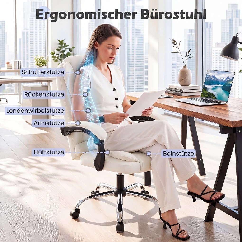 Costway Ergonomická manažerská židle s kolečky, nastavitelnou výškou sedáku