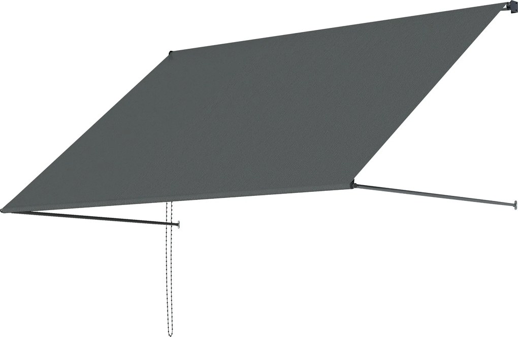 Outsunny ručně výsuvná markýza, nastavitelný sklon, 195 x 120 cm, hliník a polyester, tmavě šedá | Aosom