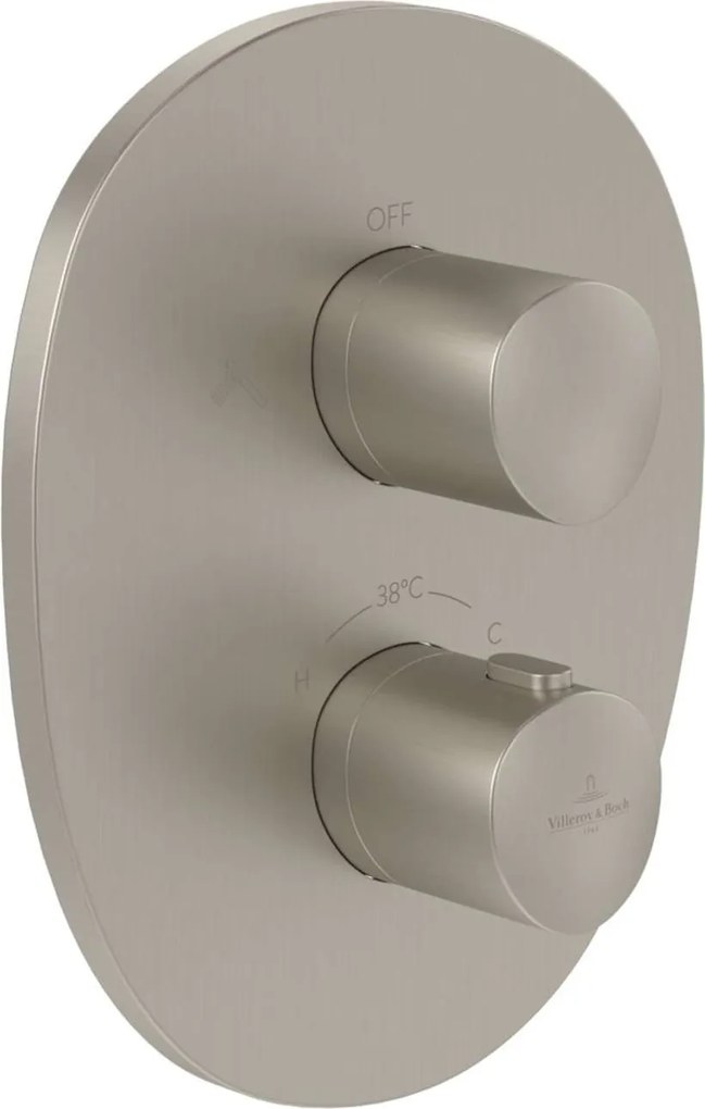 Villeroy & Boch Antao - Termostatická baterie pod omítku, pro 2 spotřebiče, s tělesem, matný kartáčovaný nikl TVS11100200064