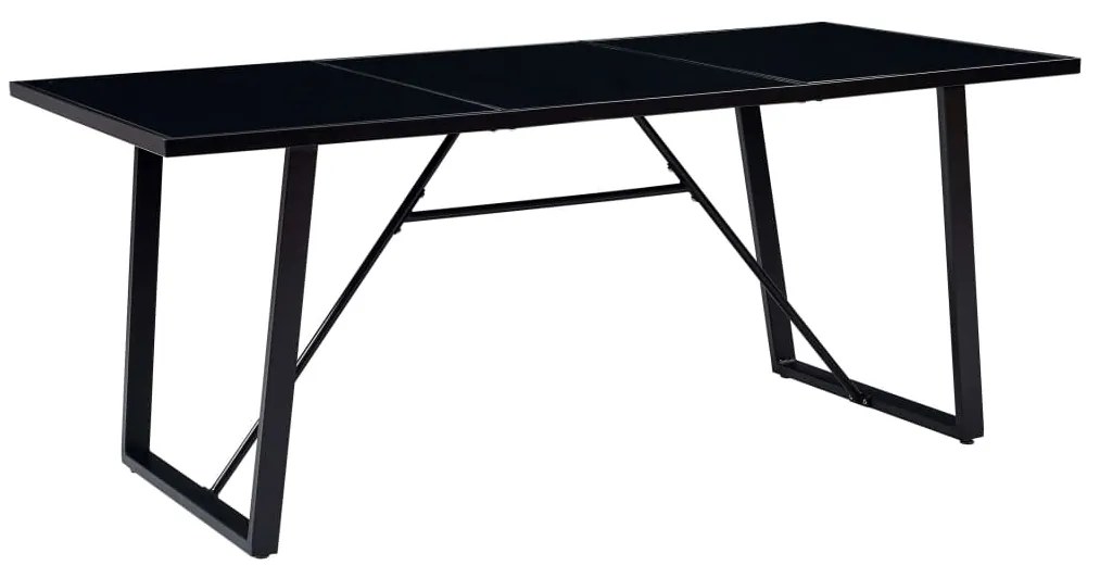 Jídelní stůl Grumma - černý - tvrzené sklo | 180x90x75 cm
