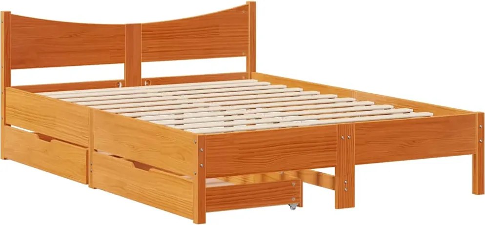 Rám postele se zásuvkami voskově hnědý 120x200cm masiv borovice 3301910