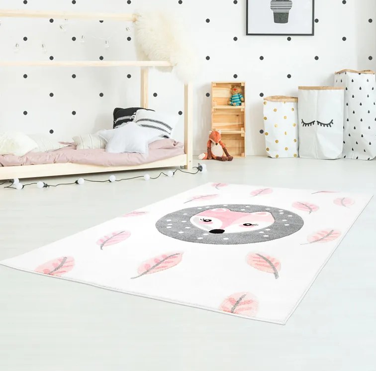 C.city Dětský kusový koberec liška s lístečky růžová různé velikosti Rozměr: 160x230cm
