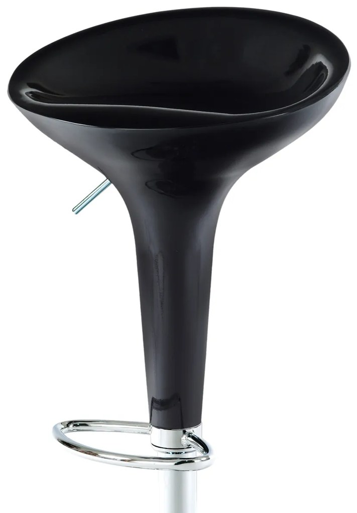 Barová židle, černý plast, chromová podnož, výškově nastavitelná - AUB-9002 BK