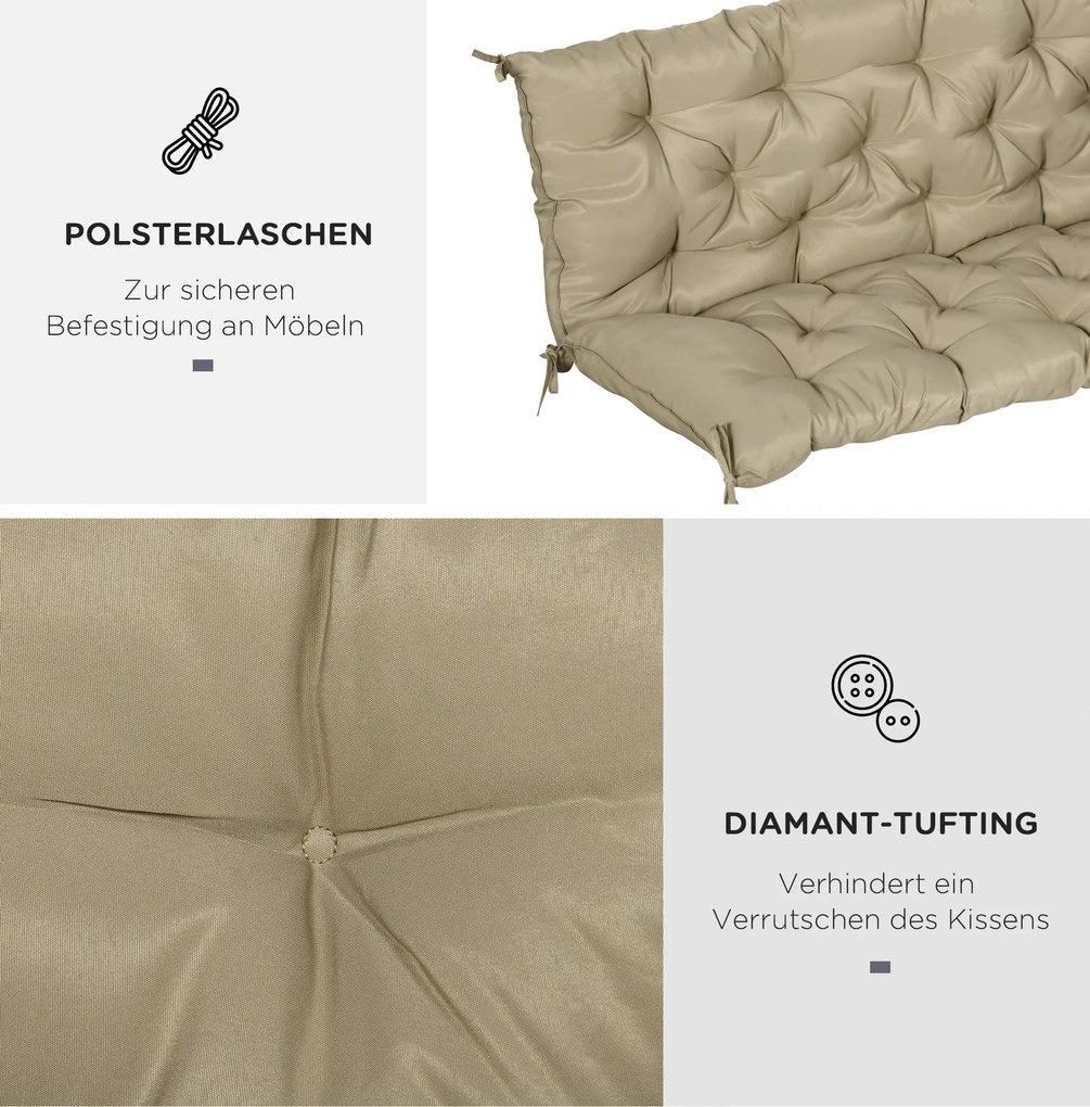 Outsunny Polstr na Lavici pro 3 Osoby 150x98x8 cm, Polstr s Popruhy, Sedací Polstr, Venkovní/Indoor Sedací Polstr, Polstrovaní pro Zahradní Nábytek, …