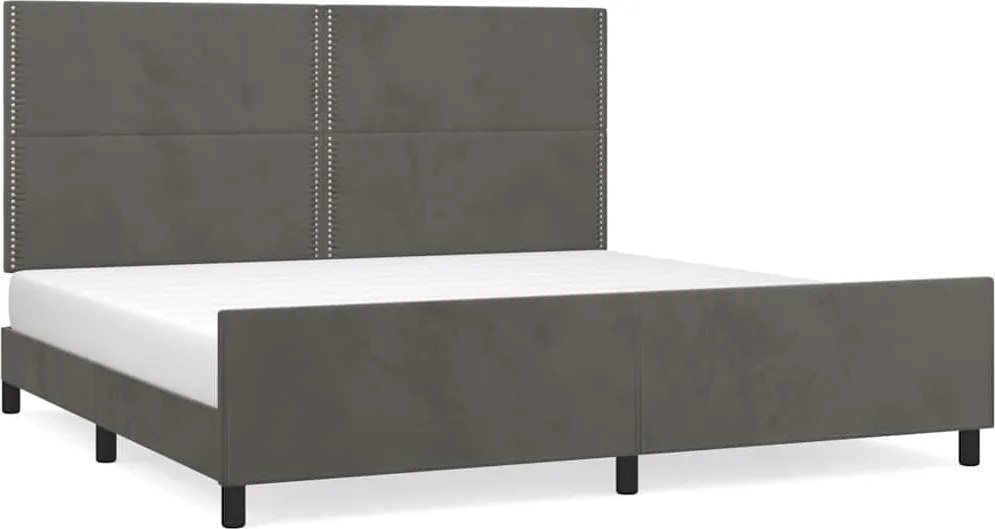 Rám postele bez matrace tmavě šedý 200 x 200 cm samet 3125715