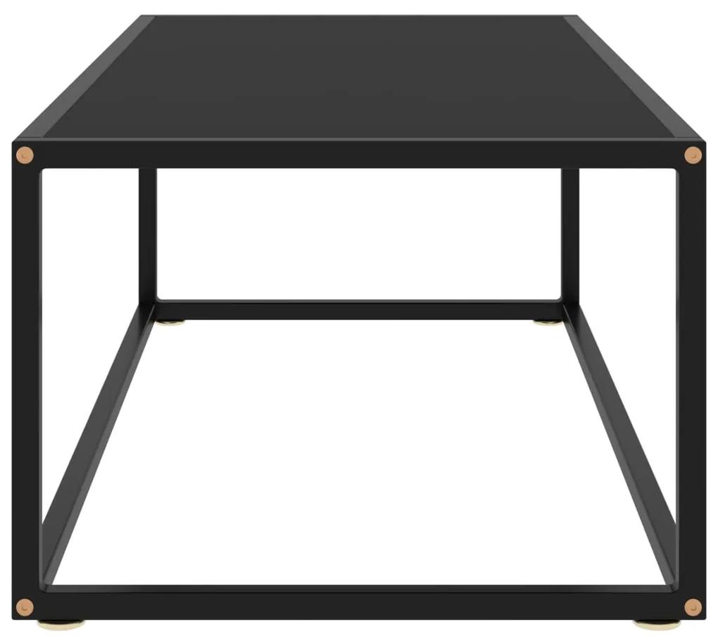 Konferenční stolek černý s černým sklem 100 x 50 x 35 cm - Default Title