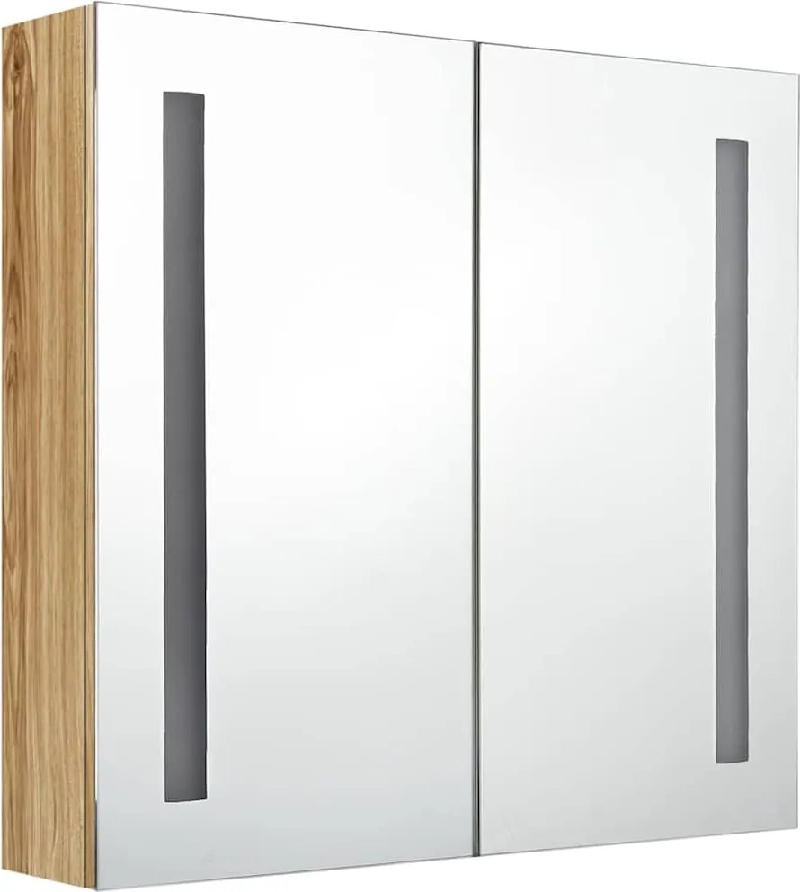 LED koupelnová skříňka se zrcadlem dub 62 x 14 x 60 cm 326522