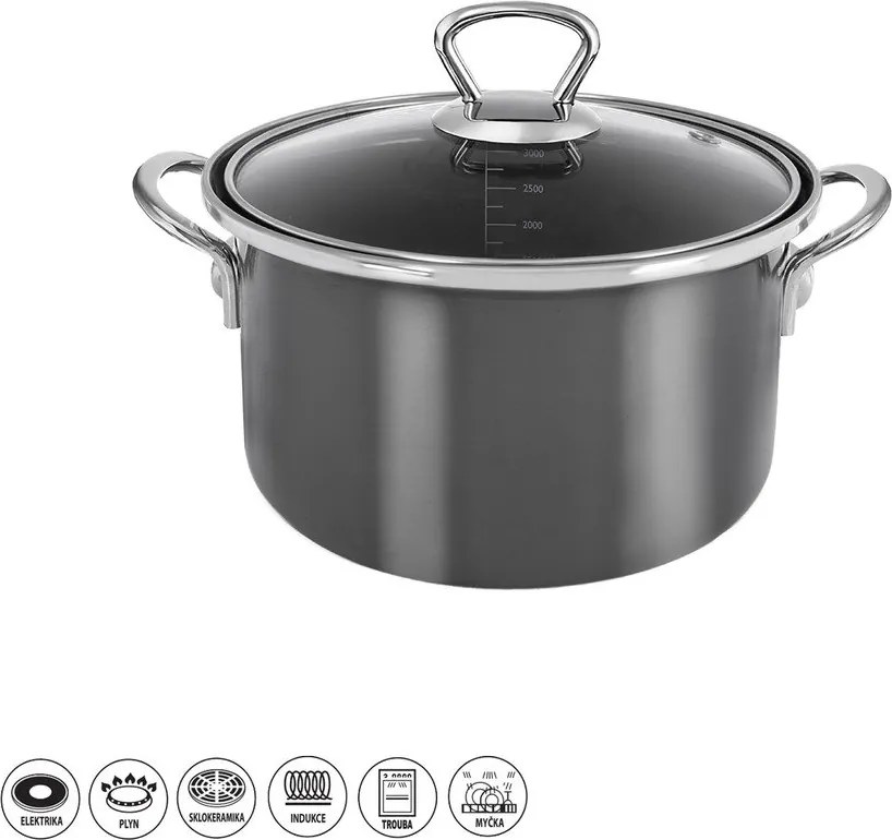 Smaltovaný hrnec s pokličkou 3,25 l Metalic – Orion