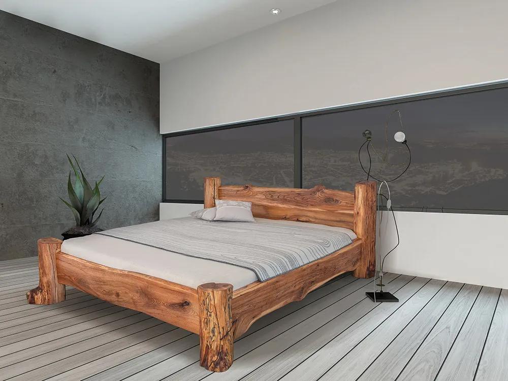 Masivní designová postel BELINA z jilmového dřeva